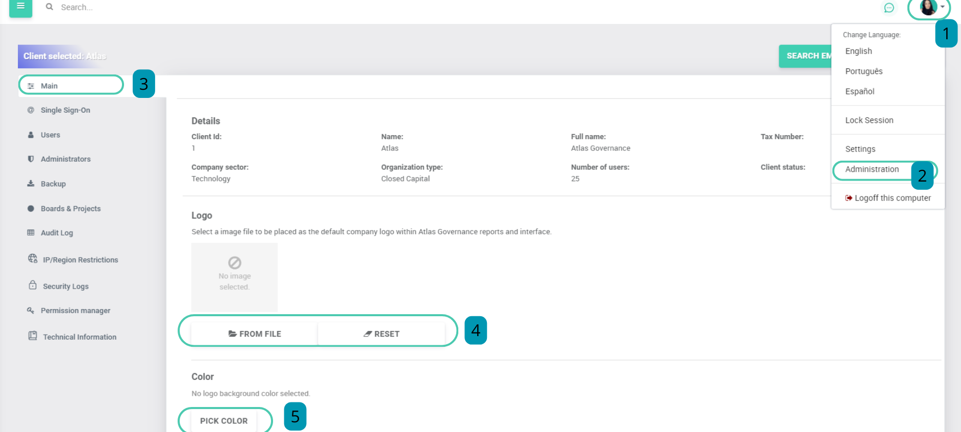 How to insert your company logo in the portal – Atlas Governance